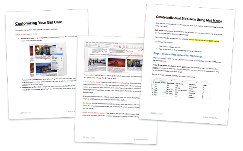 Live Auction Bid Card Templates